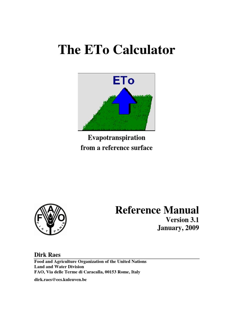 The Eto Calculator: Reference Manual | PDF | Evapotranspiration ...