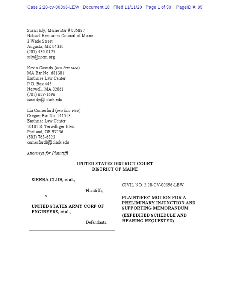 Motion Preliminary Injunction | PDF | National Environmental Policy Act | Natural Environment