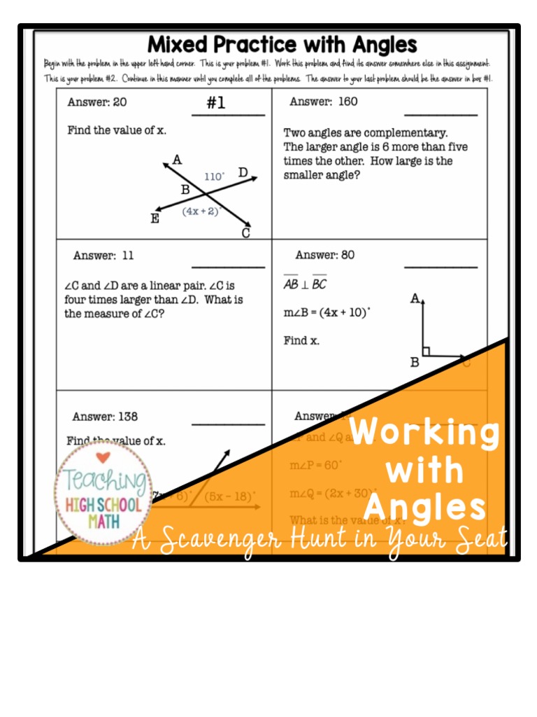 Working With Angles: A Scavenger Hunt in Your Seat | Download Free PDF ...
