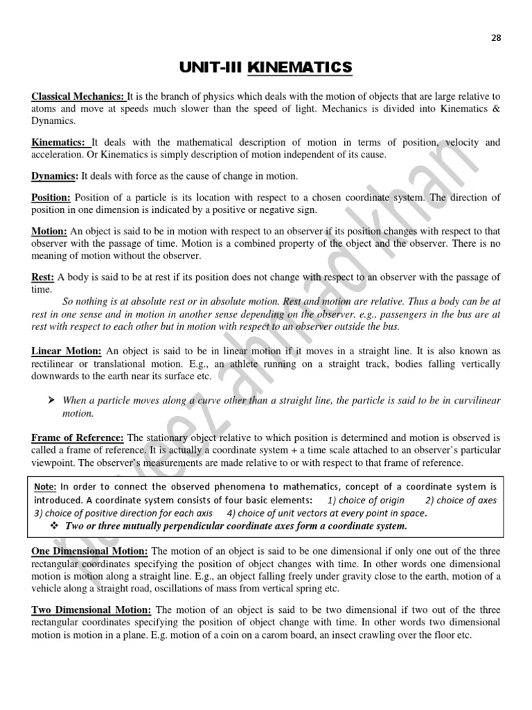Unit 3 Kinematics Pdf Pdf Euclidean Vector Acceleration