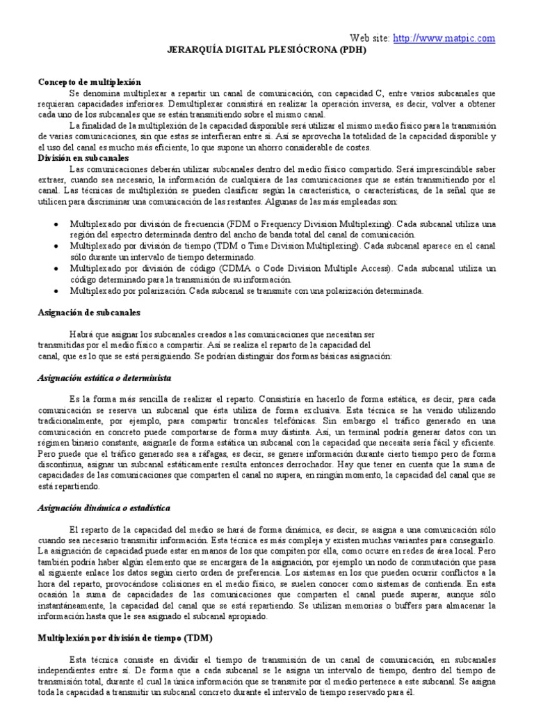 PDH | PDF | Señalización (Telecomunicaciones) | Poco