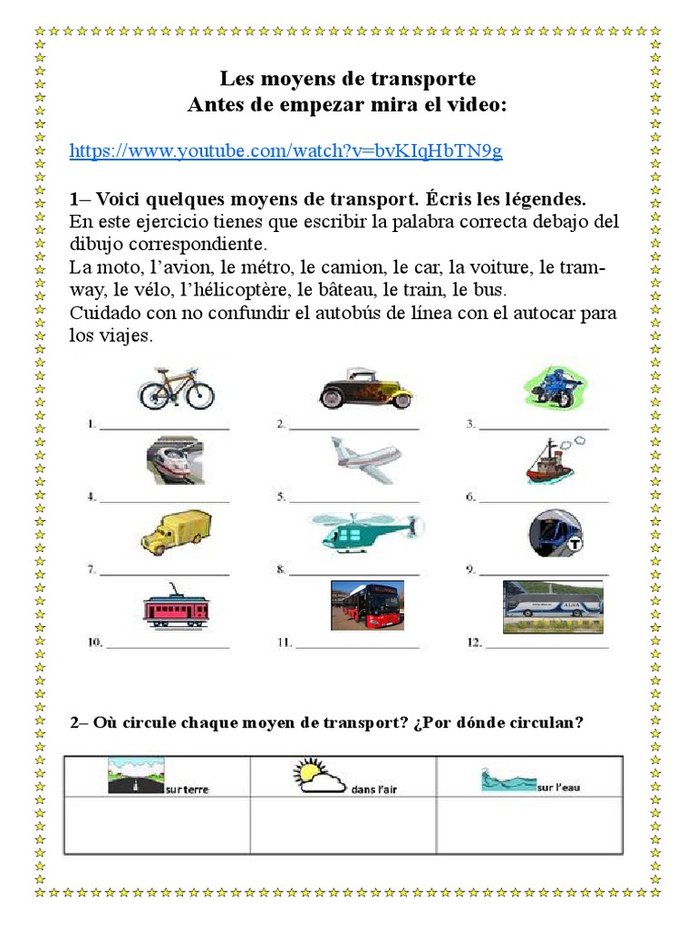 Vocabulaire Les Moyens de Transport | PDF