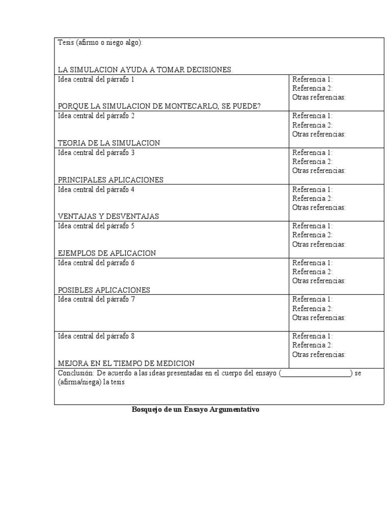 Bosquejo de Un Ensayo Argumentativo | PDF | Ensayos | Teorías filosóficas