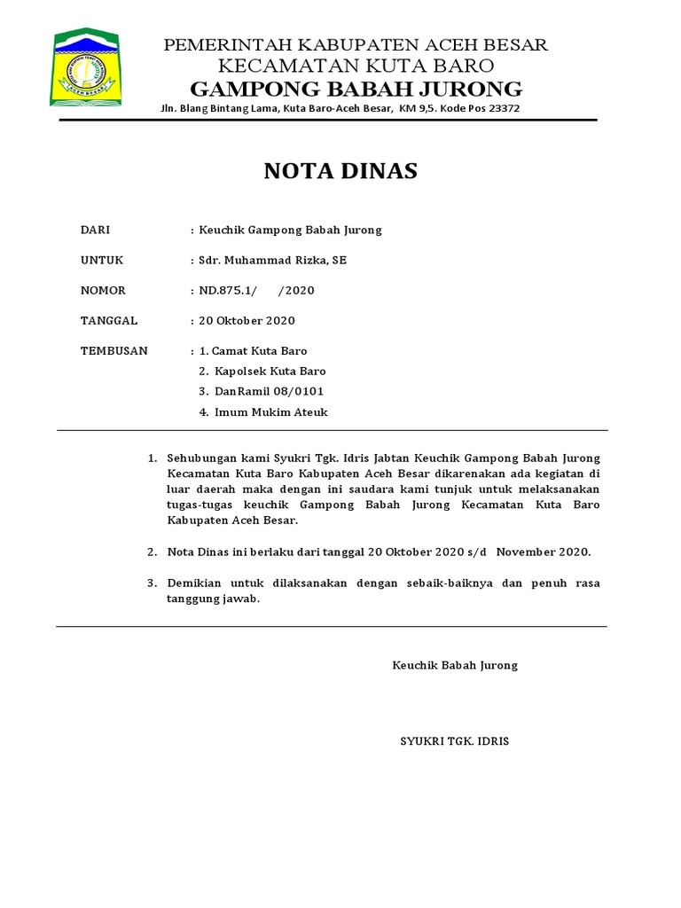 Nota Dinas BBJ | PDF