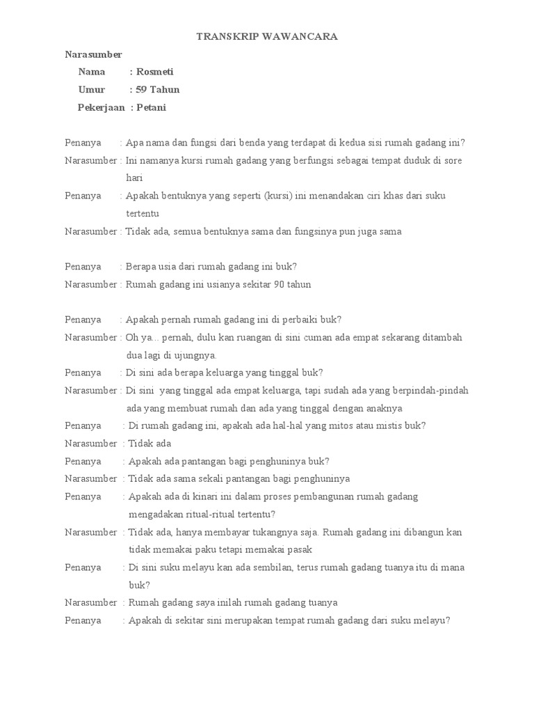 Transkrip Wawancara | PDF