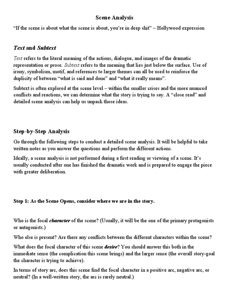 Text and Subtext: Scene Analysis | PDF