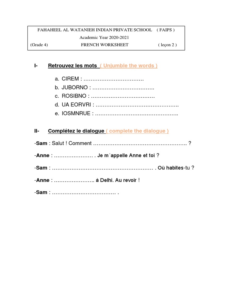 Grade 4 - Lesson 2 Worksheet 2 PDF | PDF
