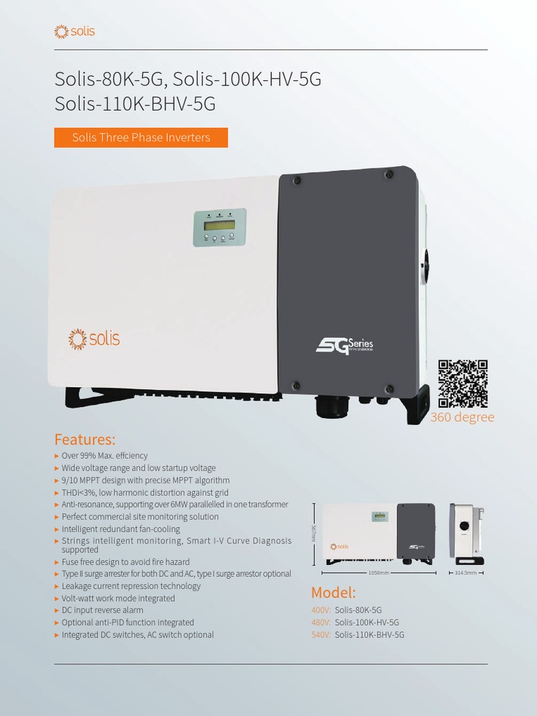 Solis 80K-100K-110K Inverter Datasheet | PDF | Alternating Current ...