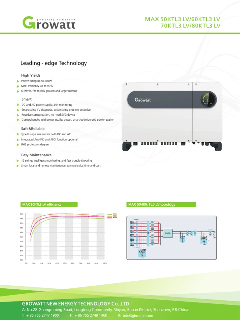 Max 50Ktl3 Lv/60Ktl3 LV 70KTL3 LV/80KTL3 LV: High Yields | PDF | Mains ...
