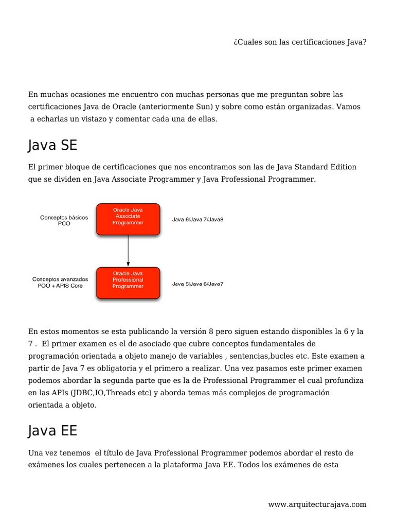 ¿Cuales Son Las Certificaciones Java - PDF | PDF | Plataforma Java ...