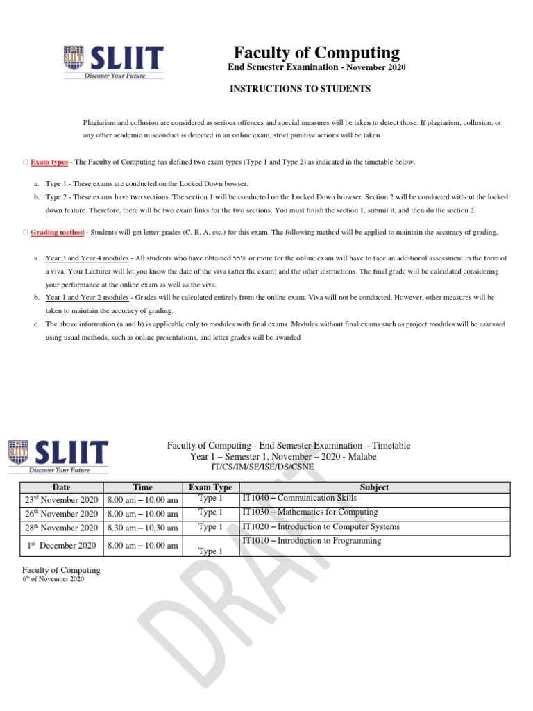 Exam Guidelines for Computing Students | PDF | Academic Term | Test ...