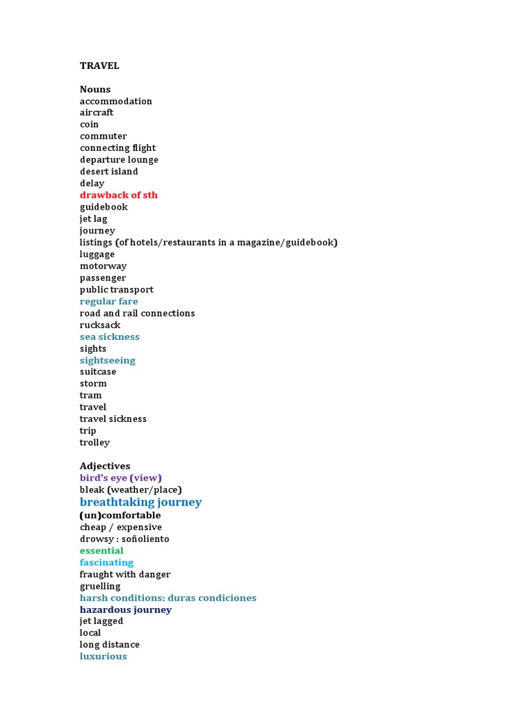 Travel Nouns: Drawback of STH | PDF
