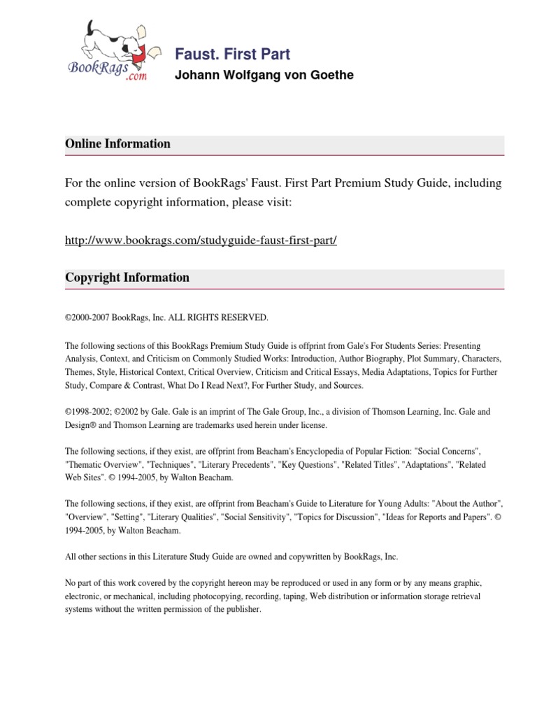 Faust. First Part: Online Information | PDF | Faust