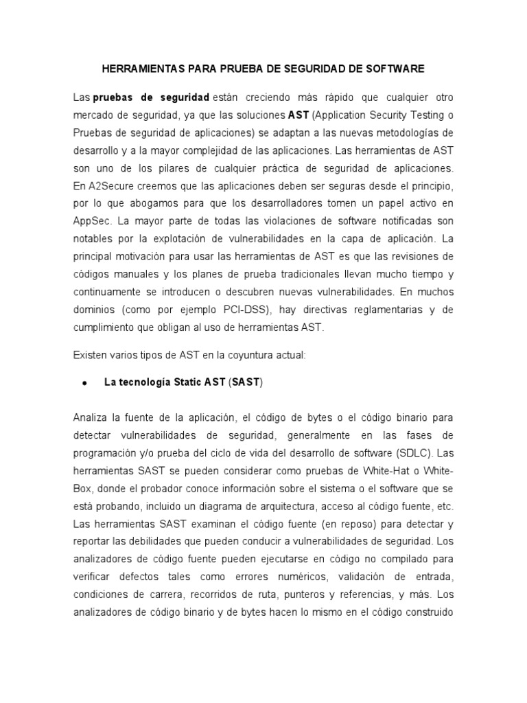 Herramientas para Prueba de Seguridad de Software | PDF ...