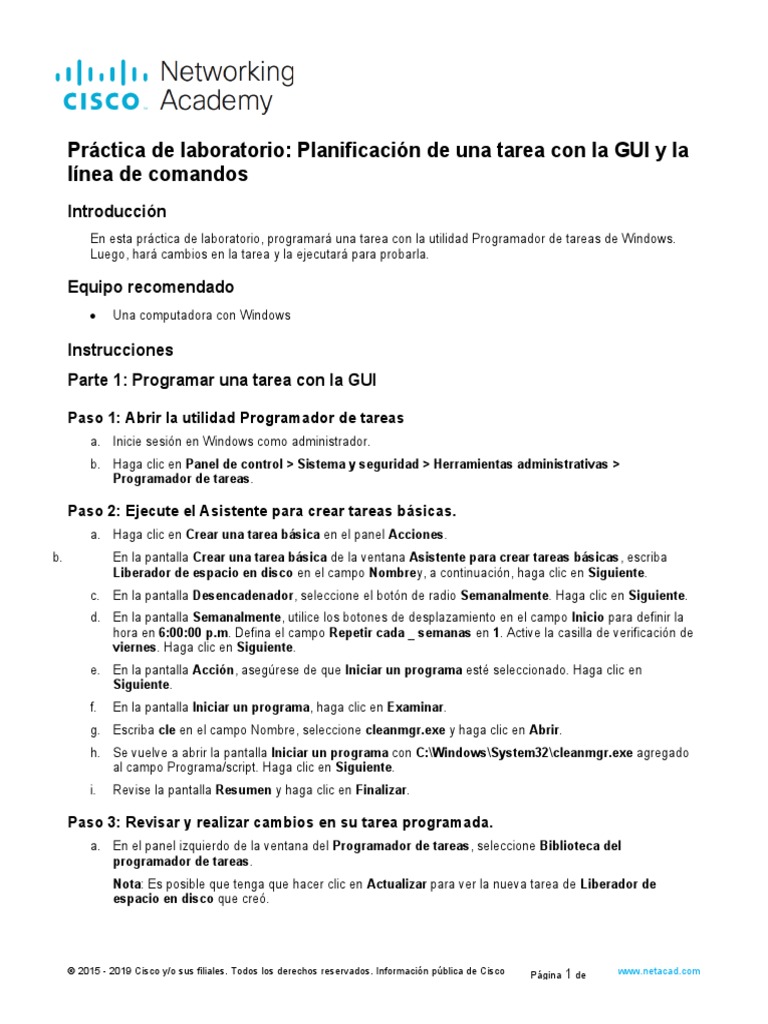 11.6.1.5 Lab - Schedule A Task Using The GUI and The Command Line | PDF | Microsoft Windows ...