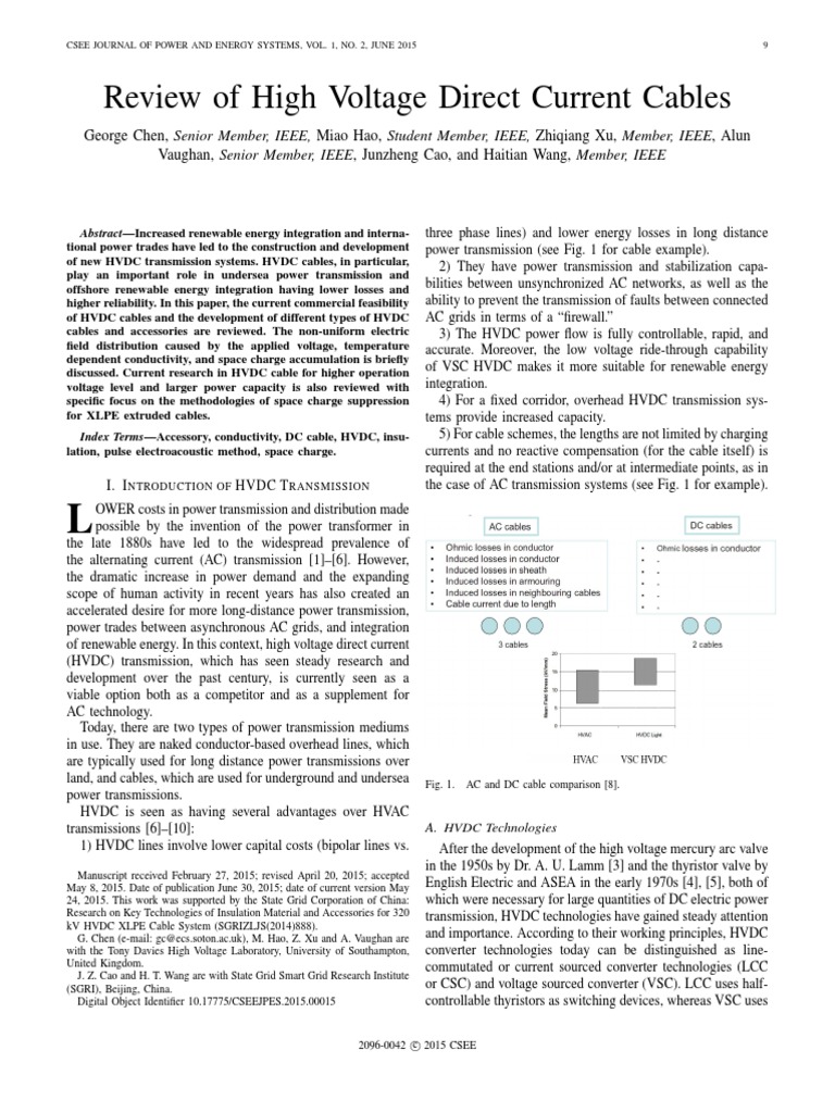 Review of HVDC Cable Technologies | PDF | High Voltage Direct Current ...