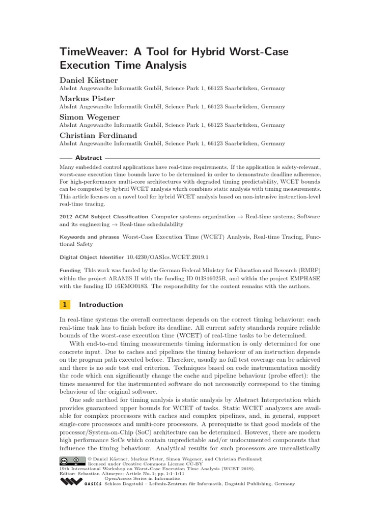 Timeweaver A Tool For Hybrid Worst Case Execution Time Analysis Pdf Control Flow Digital