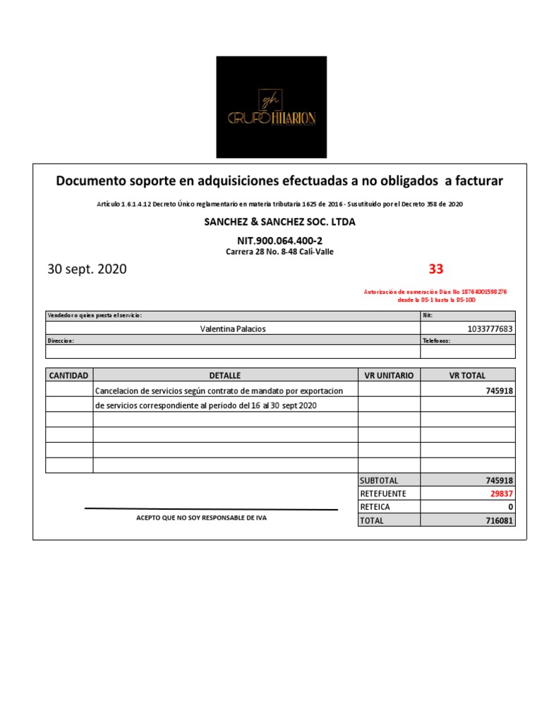 Documento Soporte (Contabilidad) - Doc. Soporte PDF | PDF