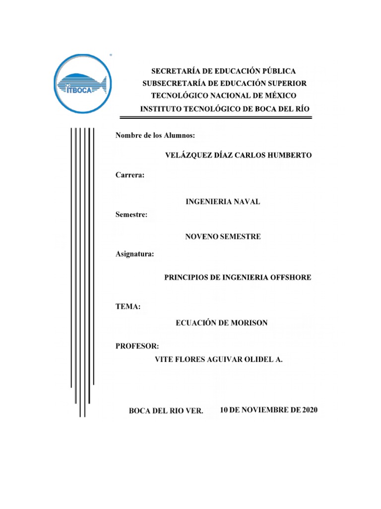 Actividad Ecuación de Morison CarlosVelazquez | PDF
