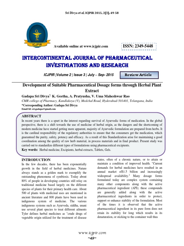 Herbal Drug Formulation PDF | PDF | Tablet (Pharmacy) | Topical Medication
