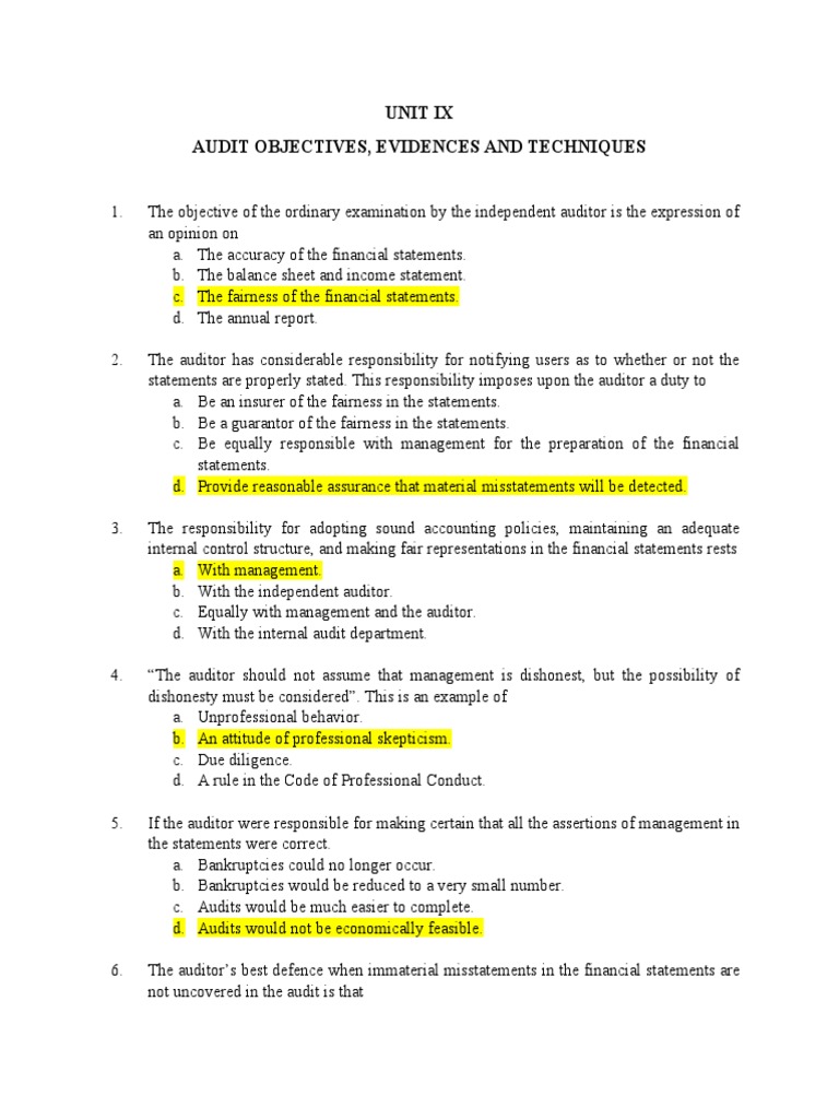 Audit Objectives, Evidences and Techniques - 50 Pages | PDF | Financial ...