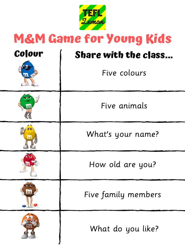 M&M Game For Young Kids: Colour Share With The Class.. | PDF