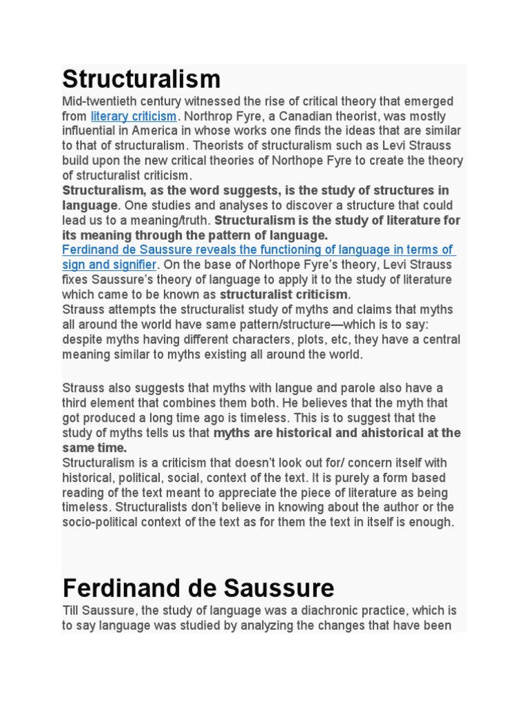 Structuralism: Literary Criticism | Download Free PDF | Philosophical ...