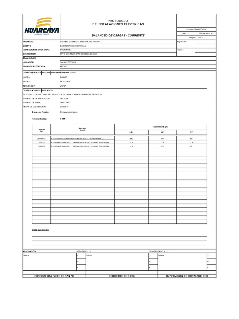 Protocolo de Carga Corriente - T-GN | PDF | Electricidad | Ingenieria Eléctrica