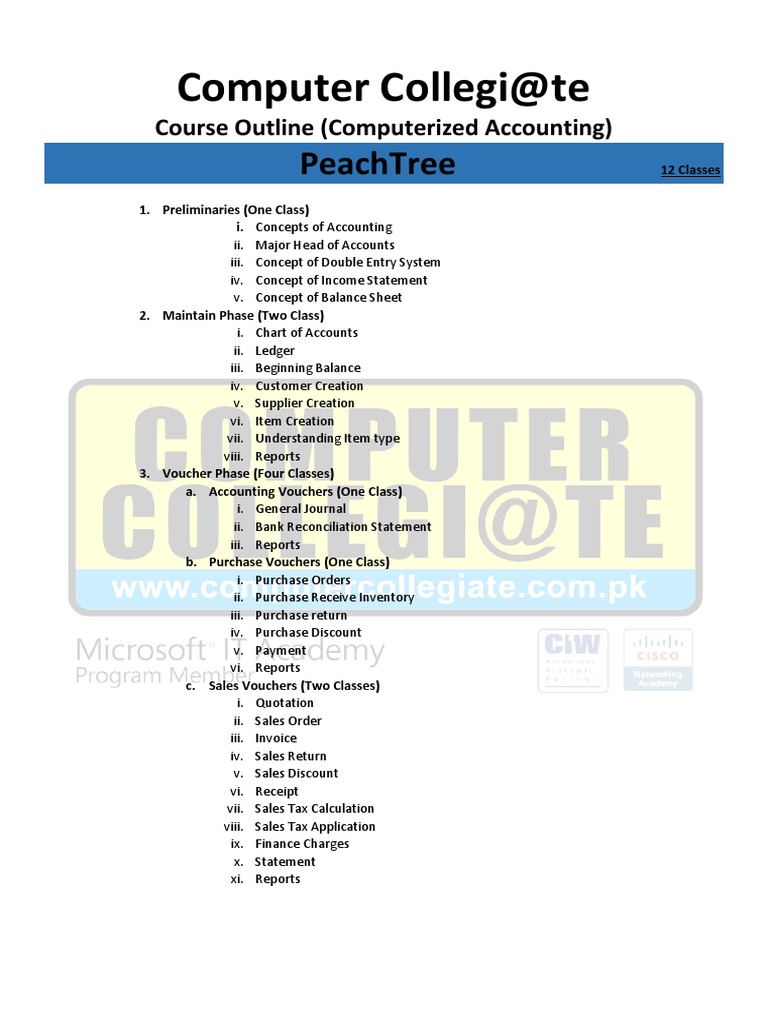 Computerized Accounting Course Outlines: A Comparison of Peachtree ...