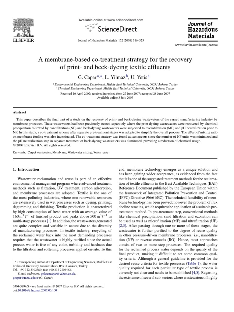 2008 - A Membrane-Based Co-Treatment Strategy For The Recovery of Print ...