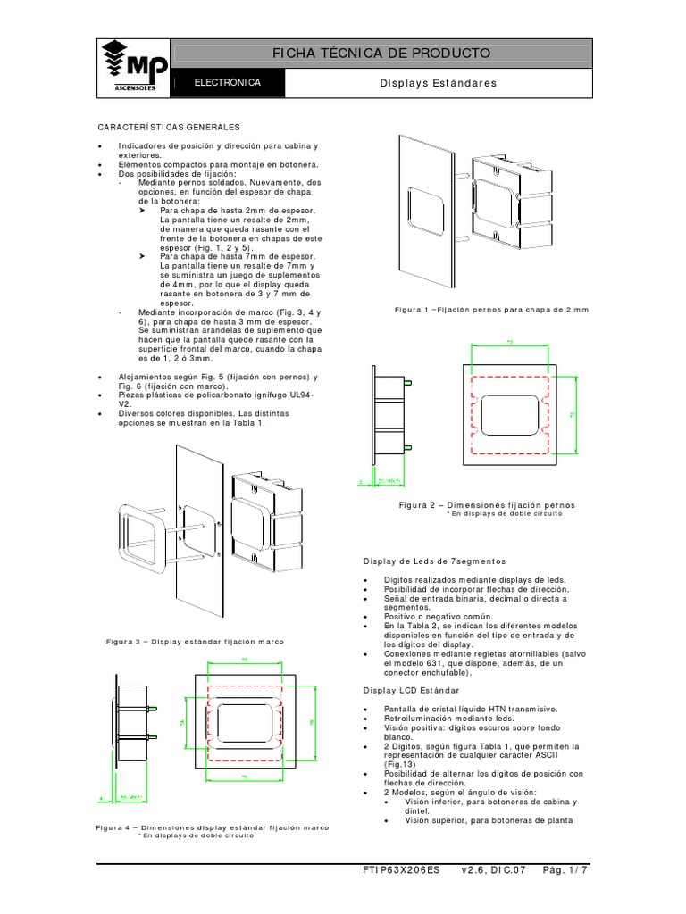 MAC PUARSA (Ficha Tecnica de Display 630-S y 630-0) PDF | PDF ...