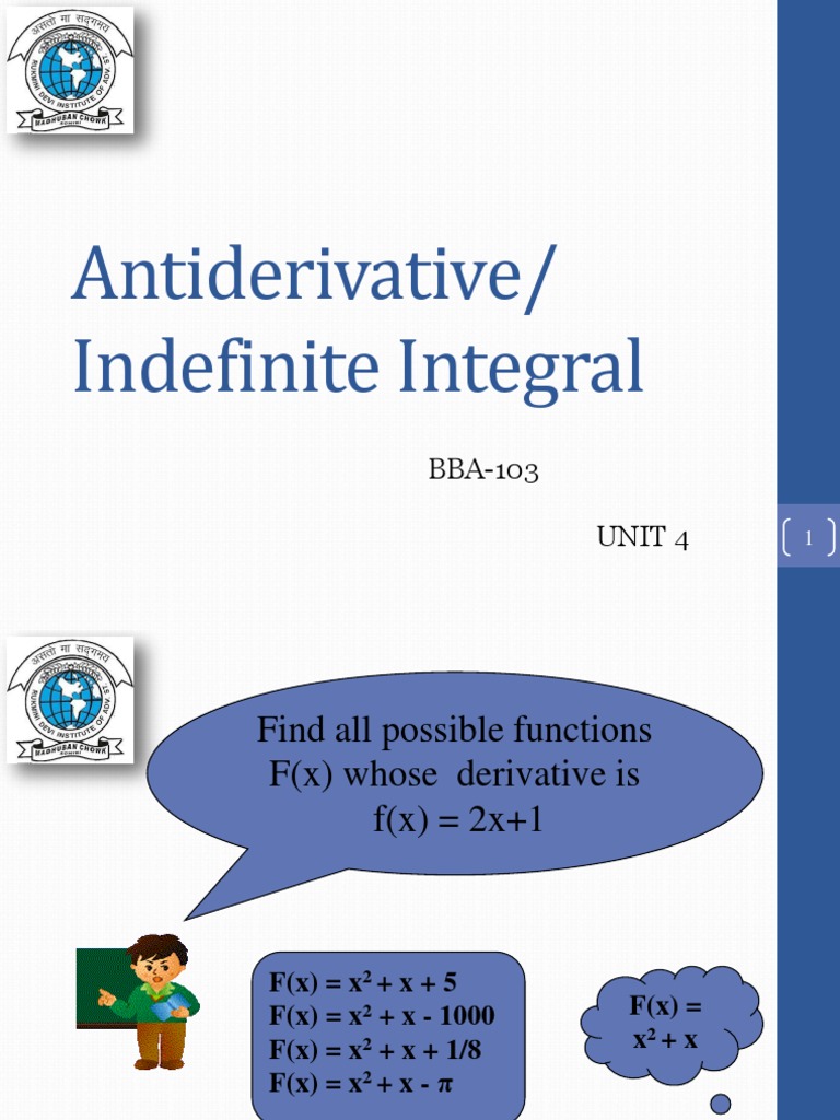 Indefinite Integrals & Technique | PDF | Mathematical Objects | Algebra