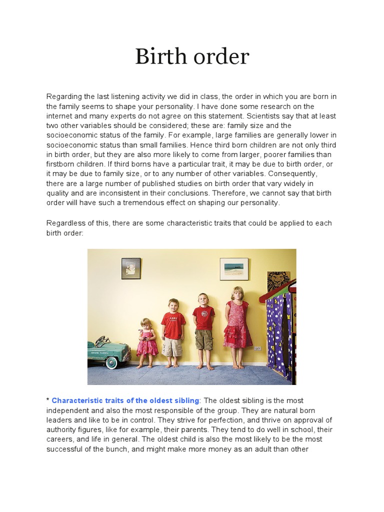 Birth Order: Characteristic Traits of The Oldest Sibling | PDF ...