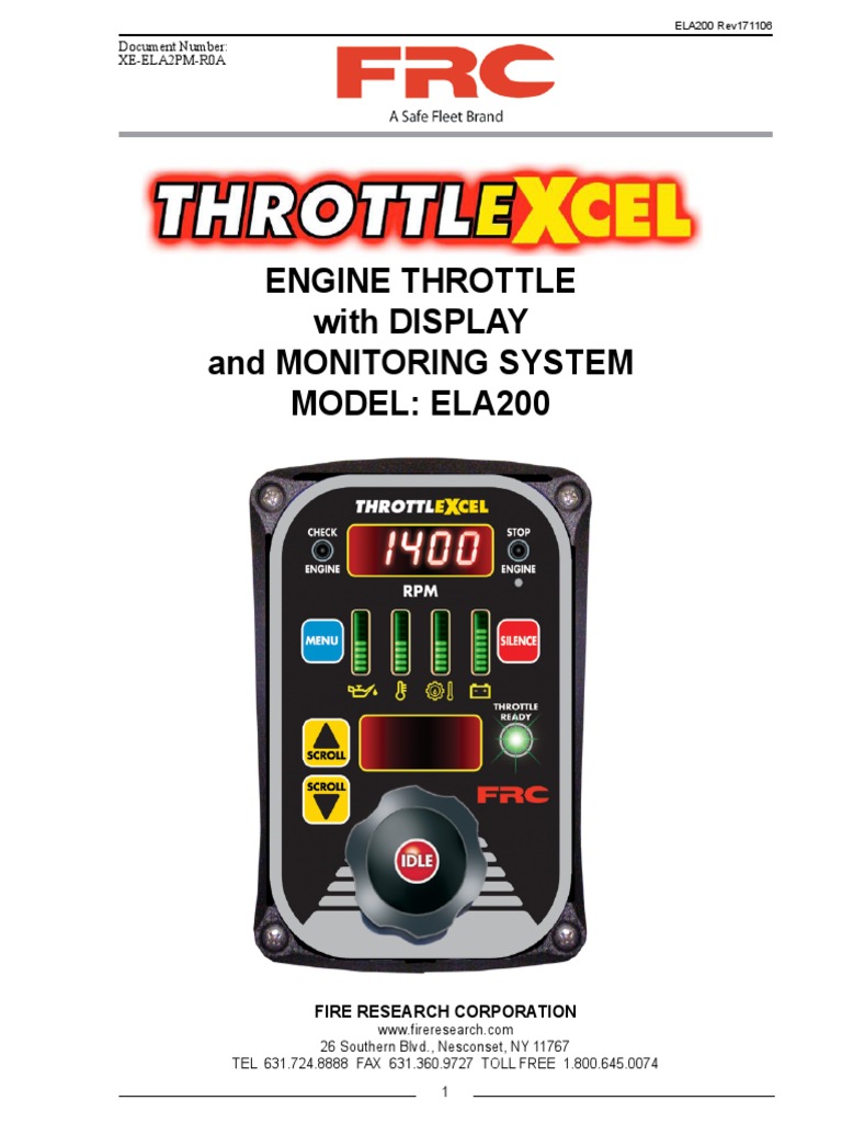 Engine Throttle With DISPLAY and Monitoring System Model: Ela200 | PDF | Throttle | Electrical ...