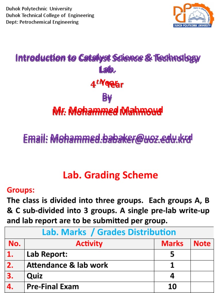 Catalyst Science & Technology Lab Guide | PDF | Catalysis | Chemical ...
