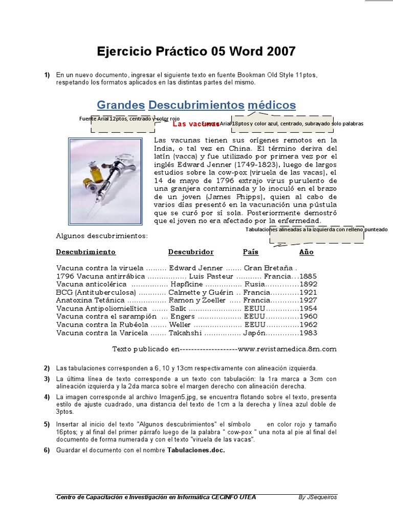 Ejpractico 05 Word | PDF | Vacunas | Pediatría