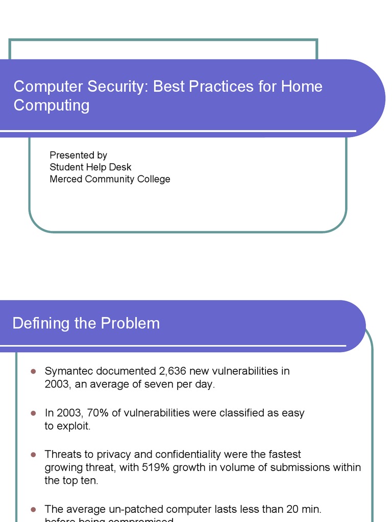 Home Computer Security Best Practices | PDF
