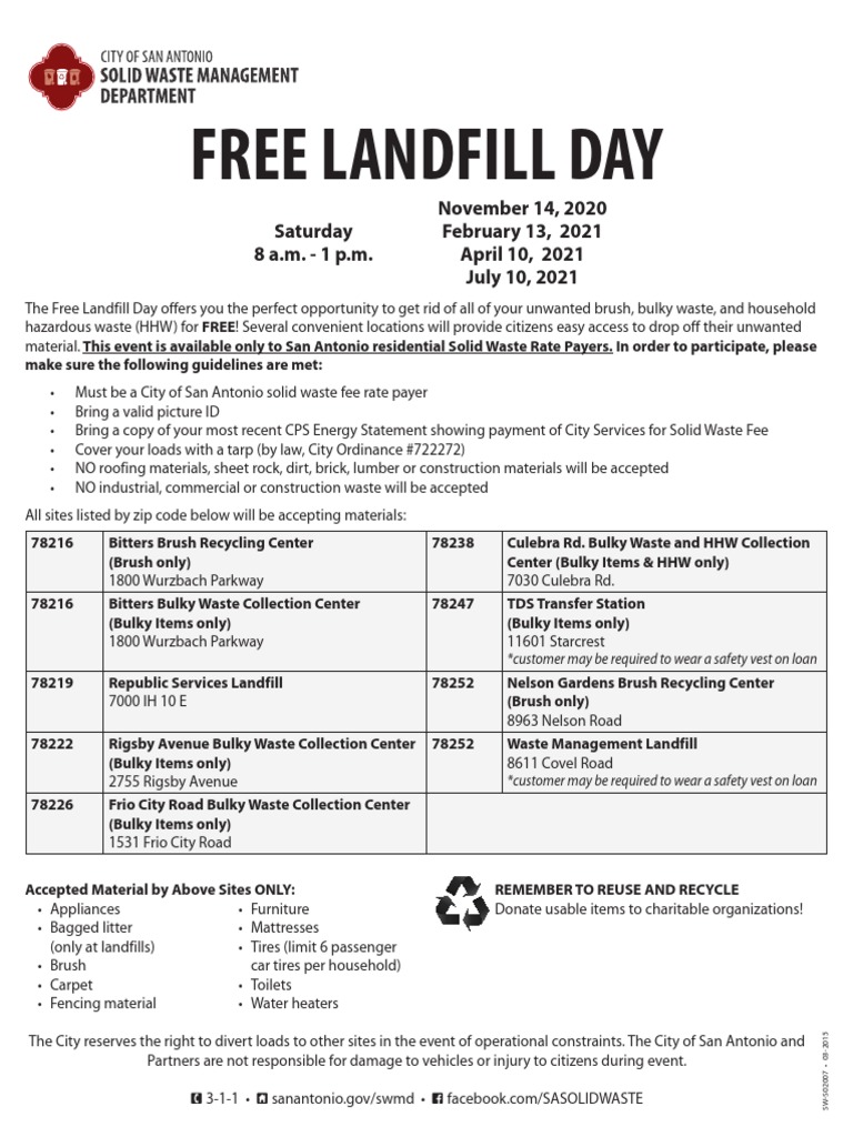 Free Landfill Day Information | PDF | Municipal Solid Waste | Recycling