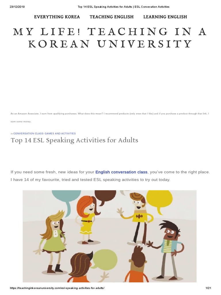 Top 14 ESL Speaking Activities For Adults - ESL Converation Activities ...