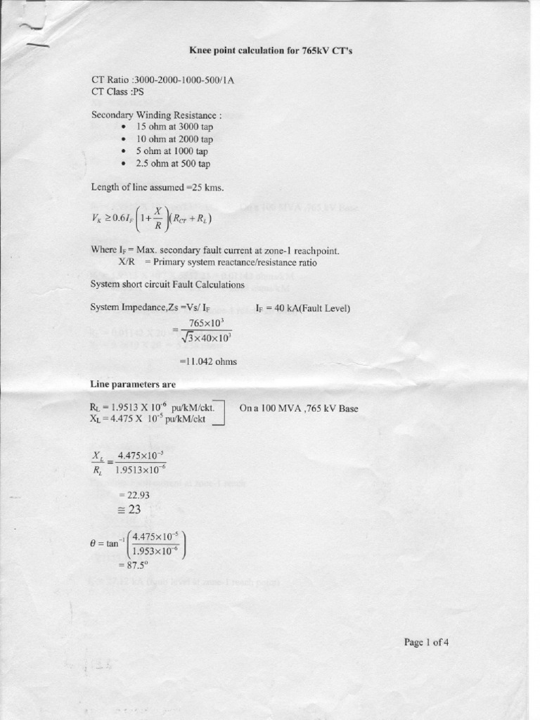 765kV CT Knee Point Analysis | PDF | Electrical Impedance | Transformer
