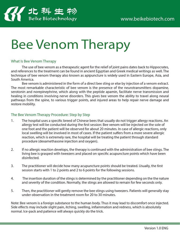 Bee Venom Therapy ENG | PDF | Venom | Allergy