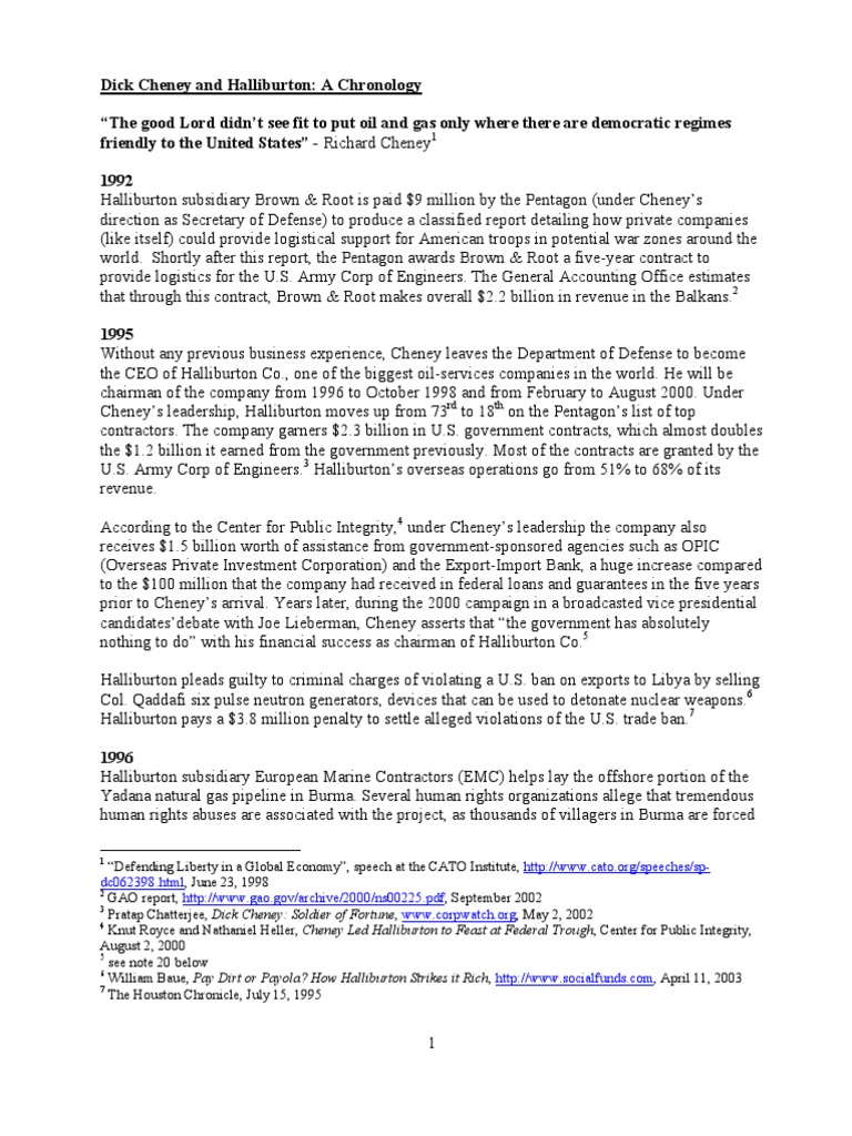 Cheney Halliburton | PDF | Kbr (Company) | Halliburton