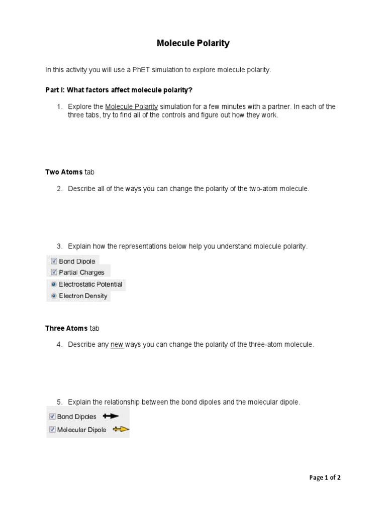 Exploring Molecule Polarity Simulation | PDF | Teaching Methods ...