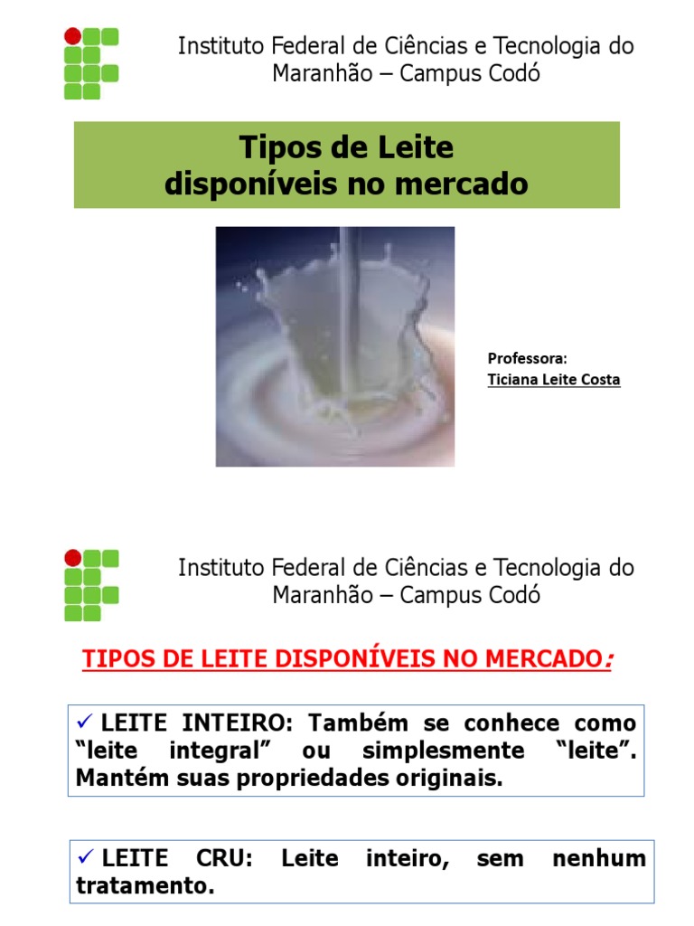 Tipos de LEITE.3 | PDF | Leite | Alimentos