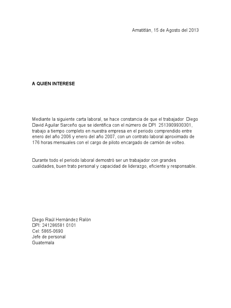 Cartas Laborales | PDF