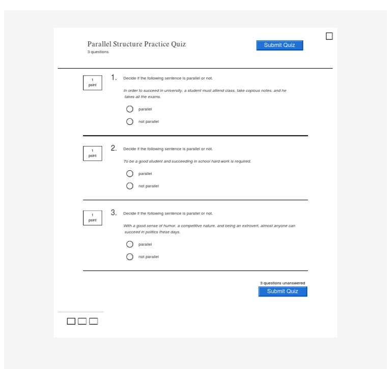 Parallel Structure Practice Quiz | PDF