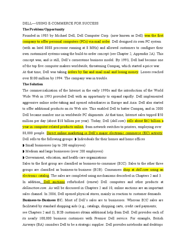 Dell's E-Commerce Success Strategy | PDF | Dell | Personal Computers