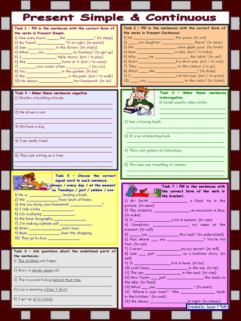 Task 1 - Fill in The Sentences With The Correct Form of The Verbs in ...