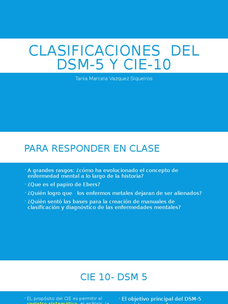 Clasificaciones Del DSM 5 Y Cie 10 | PDF | Manual Diagnóstico y Estadístico de los Trastornos ...