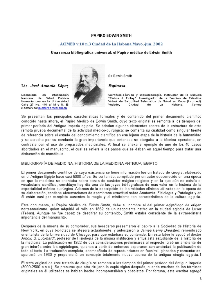 Papiro Edwin Smith | PDF | Medicina | Bienestar